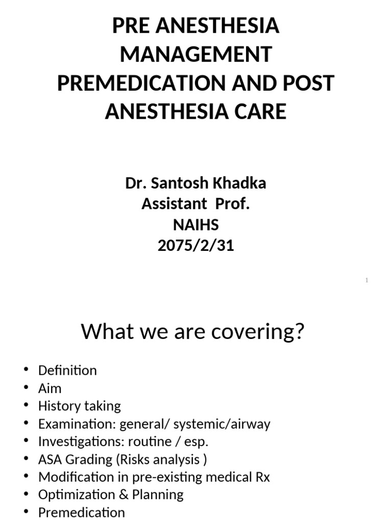 Pre Anesthetic Checkup | PDF | Anesthesia | Analgesic