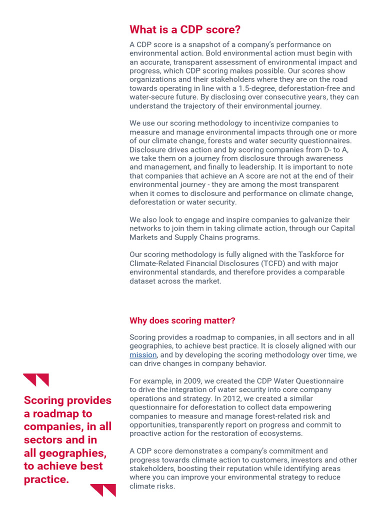 Understanding CDP Scores for Companies | PDF | Natural Environment ...