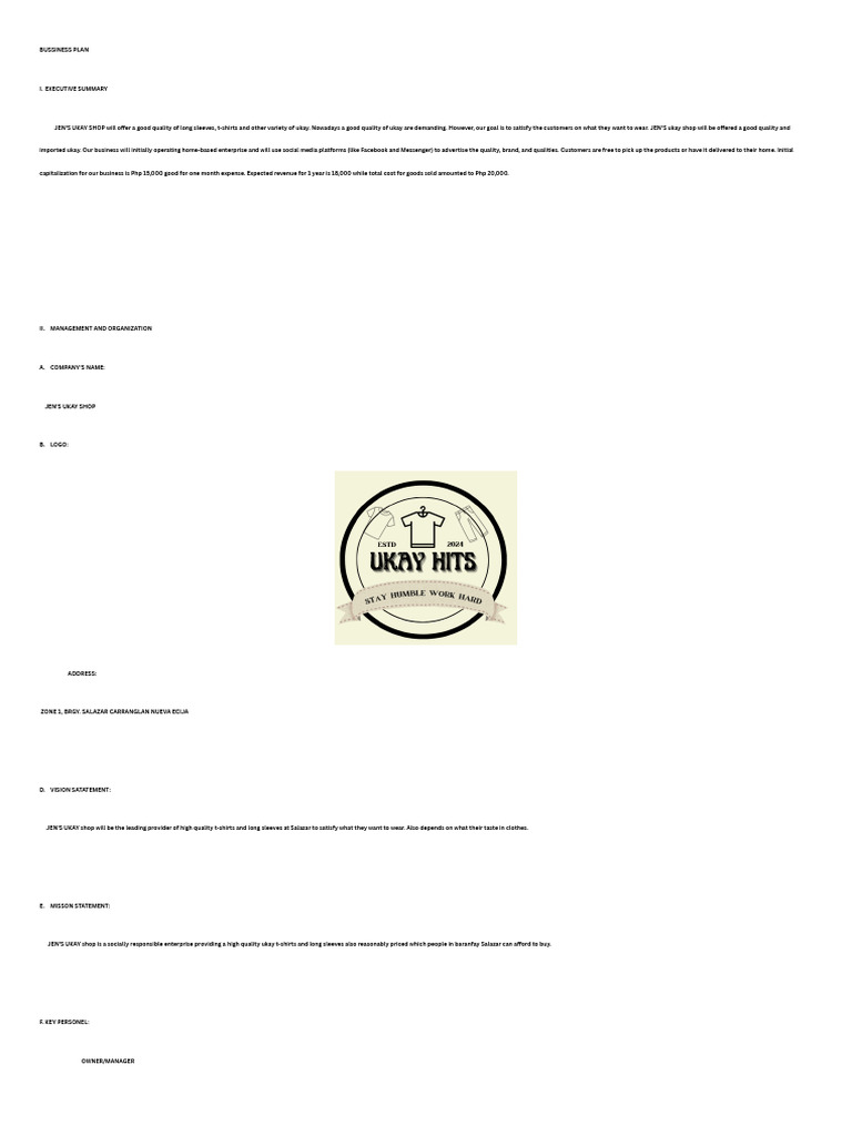 Bussiness Plan - 20250119 - 185820 - 0000 | PDF