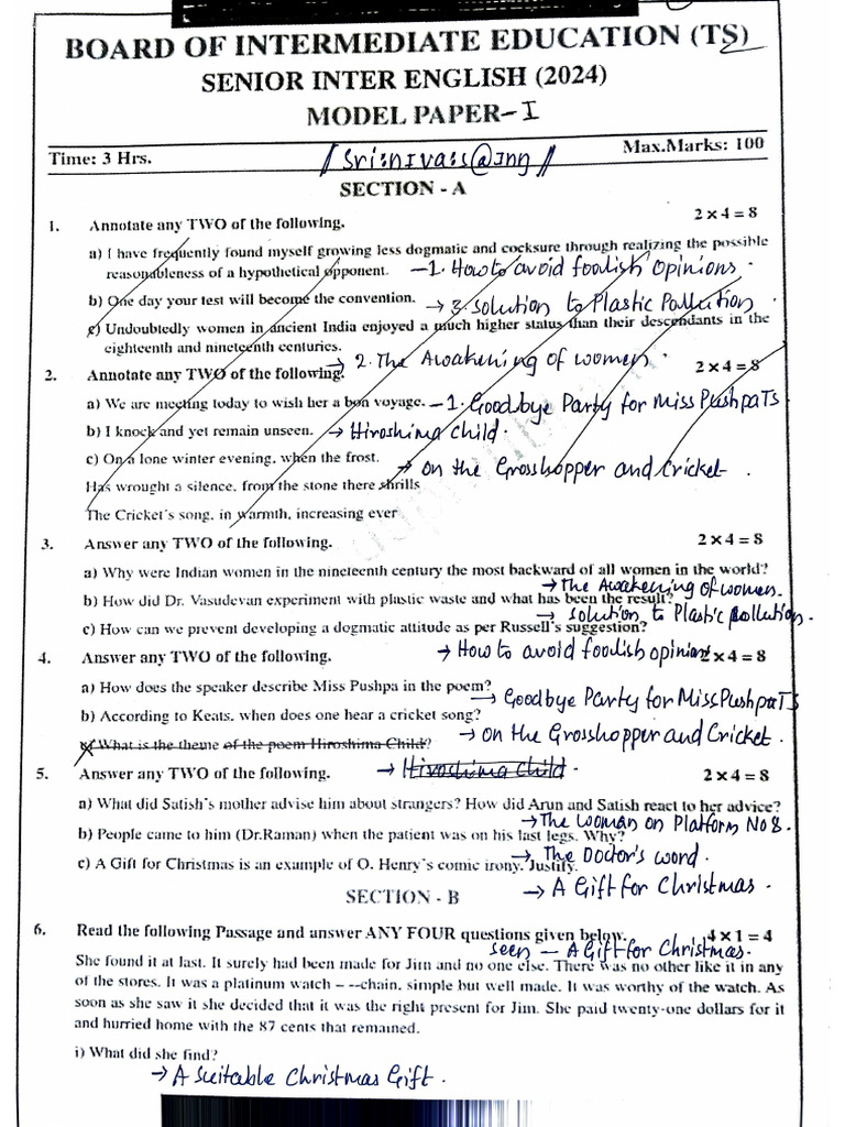 SR.BIE.ENG'PAPER 1 | PDF