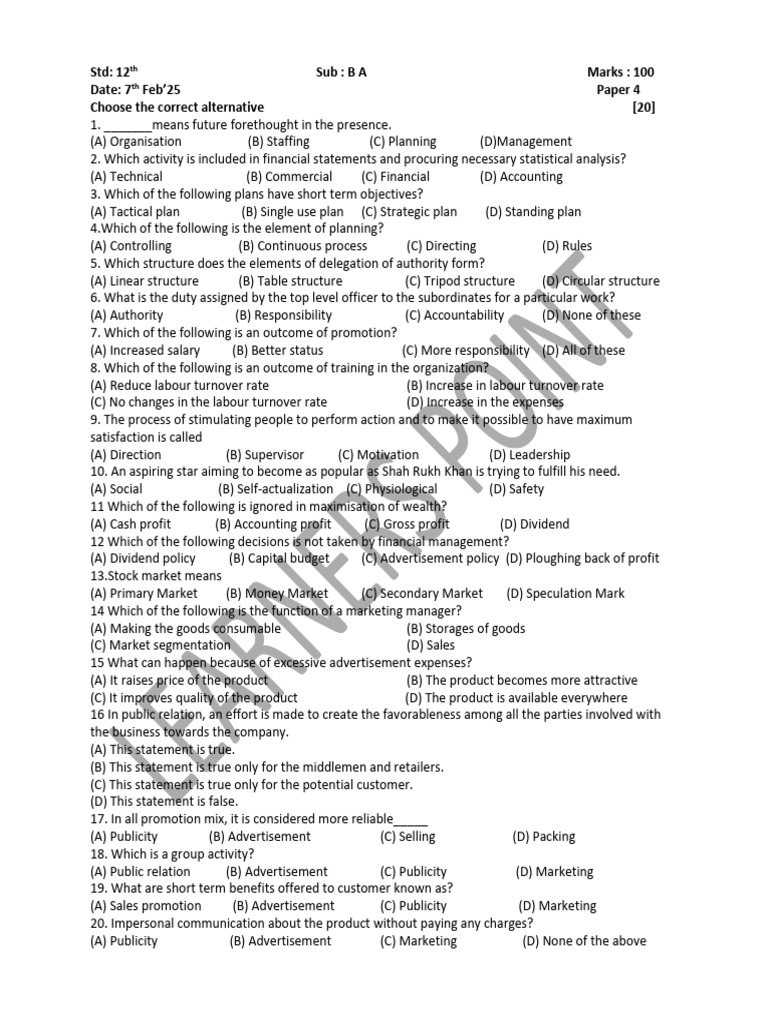 12-Ba-Full Course - 100 - Paper 4 0702 | PDF | Marketing | Market (Economics)
