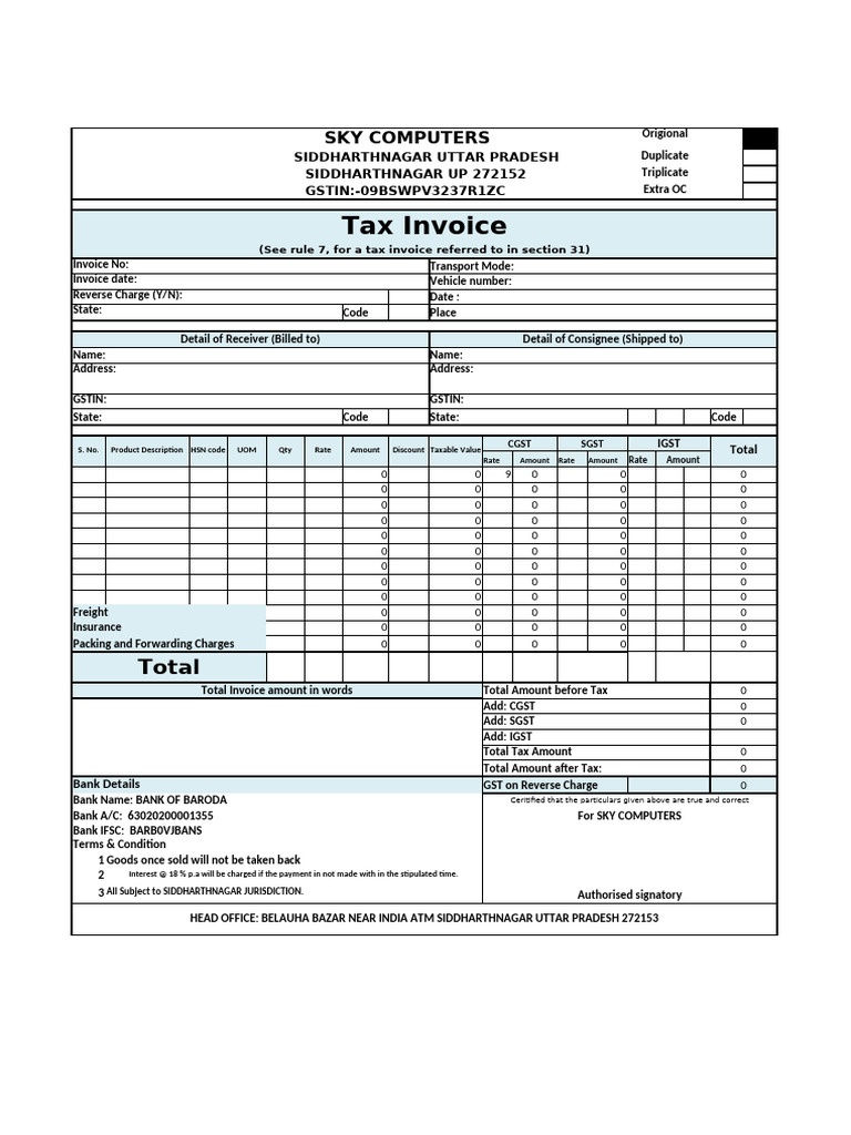 GST Invoice Format in Excel | PDF | Taxation | Payments