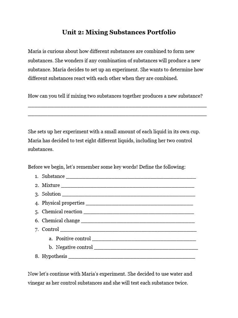 Mixing Substances Experiment Guide | PDF | Soft Drink | Chemical Substances
