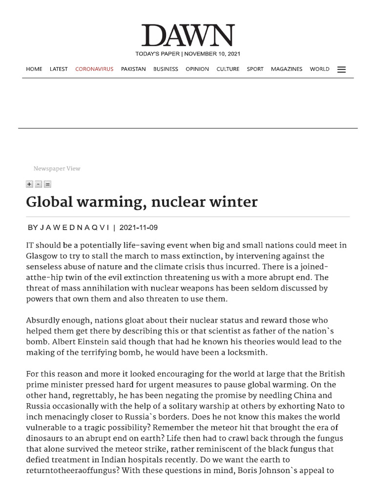 Global Warming and nuclear Winter | PDF