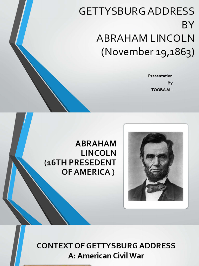 Abraham Lincoln's Gettysburg Address, Presentation | PDF | Battle Of ...