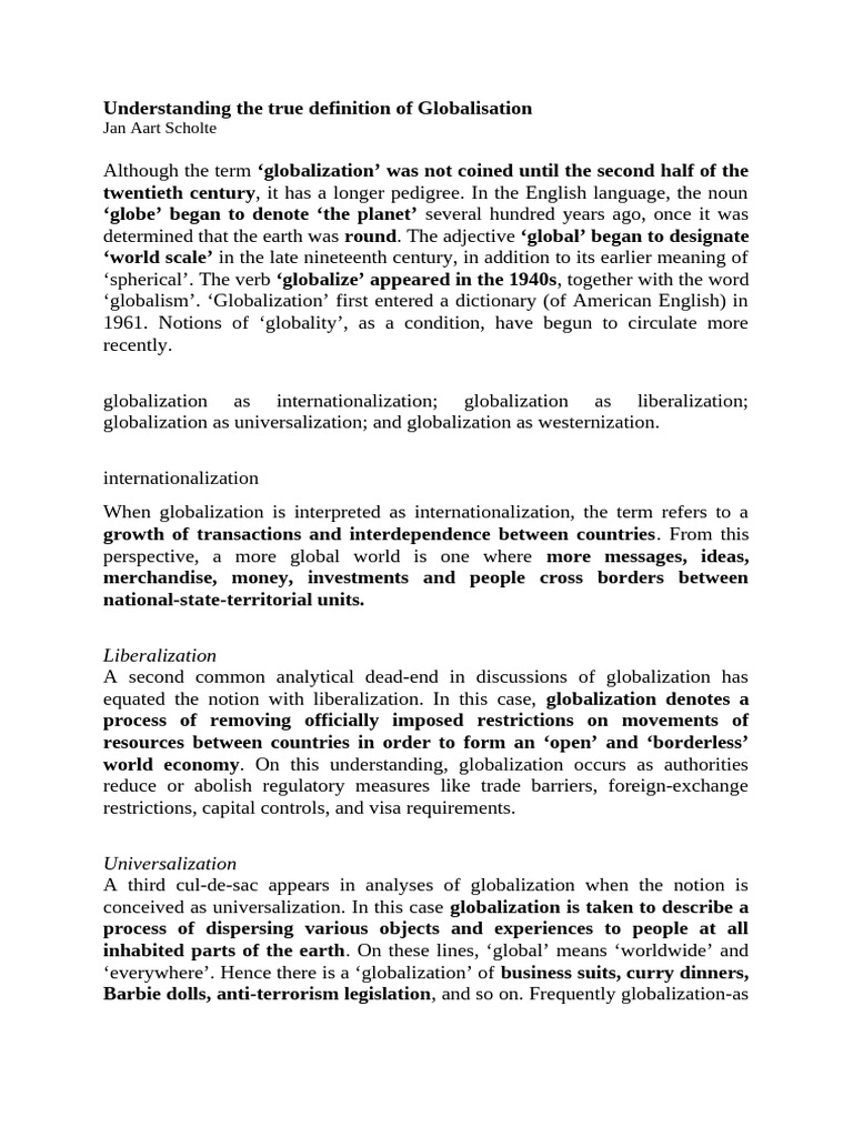 Defining Globalization 1 | PDF | Globalization | Internationalization