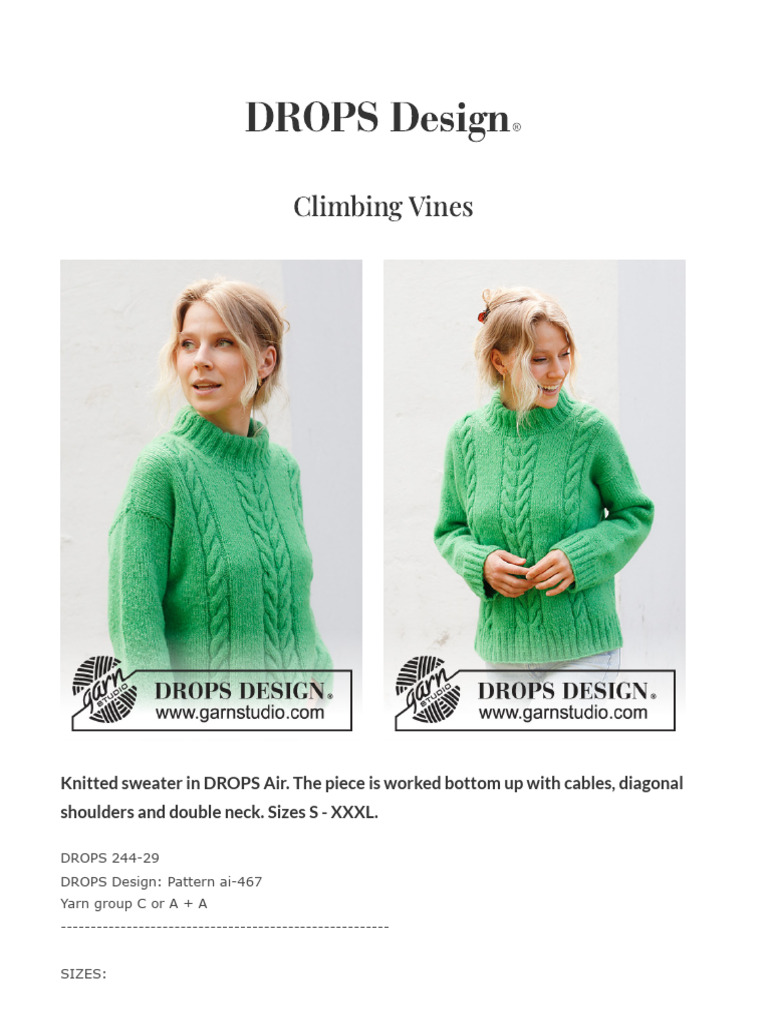 Climbing Vines - Knitted Sweater in DROPS Air | PDF | Knitting ...