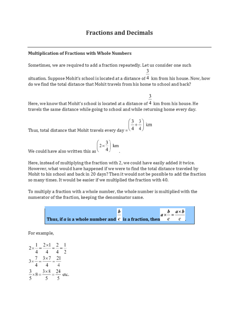 Multiplying Fractions and Decimals | PDF | Multiplication | Numbers