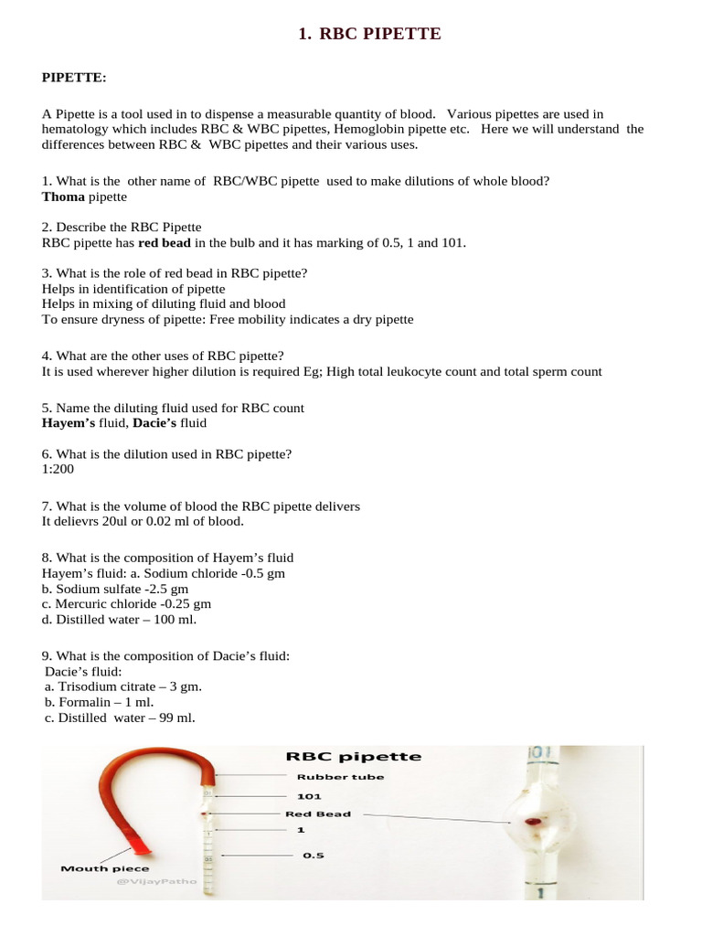 RBC Pipette | PDF