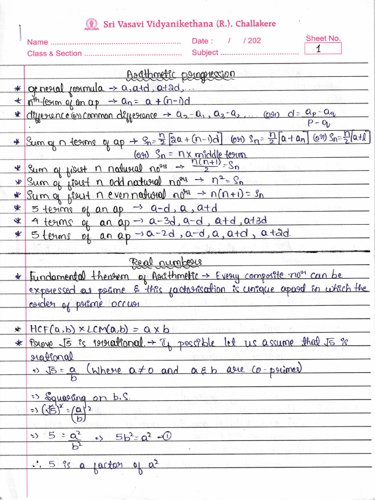 Class 10 Maths Complete Revision | PDF | Computational Complexity ...
