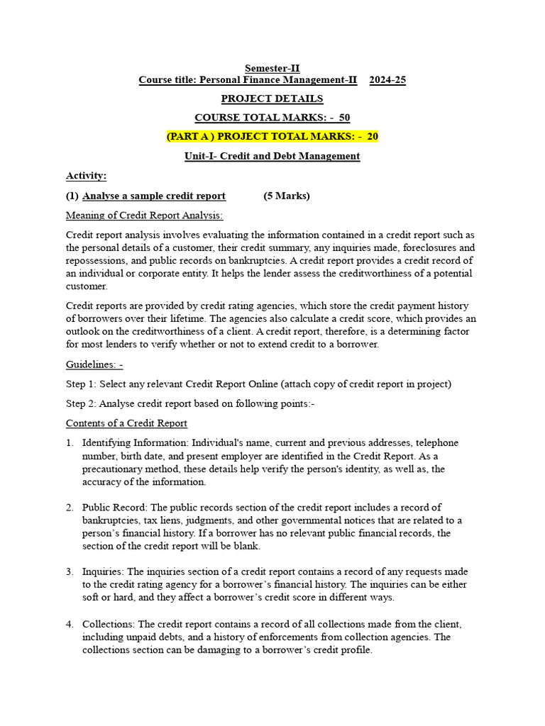 Personal Finance Management Project II | PDF | Credit History | Credit