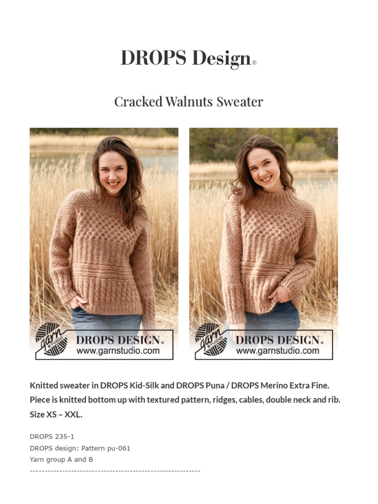 Cracked Walnuts Sweater - Knitted Sweater in DROPS Kid-Silk and DROPS ...