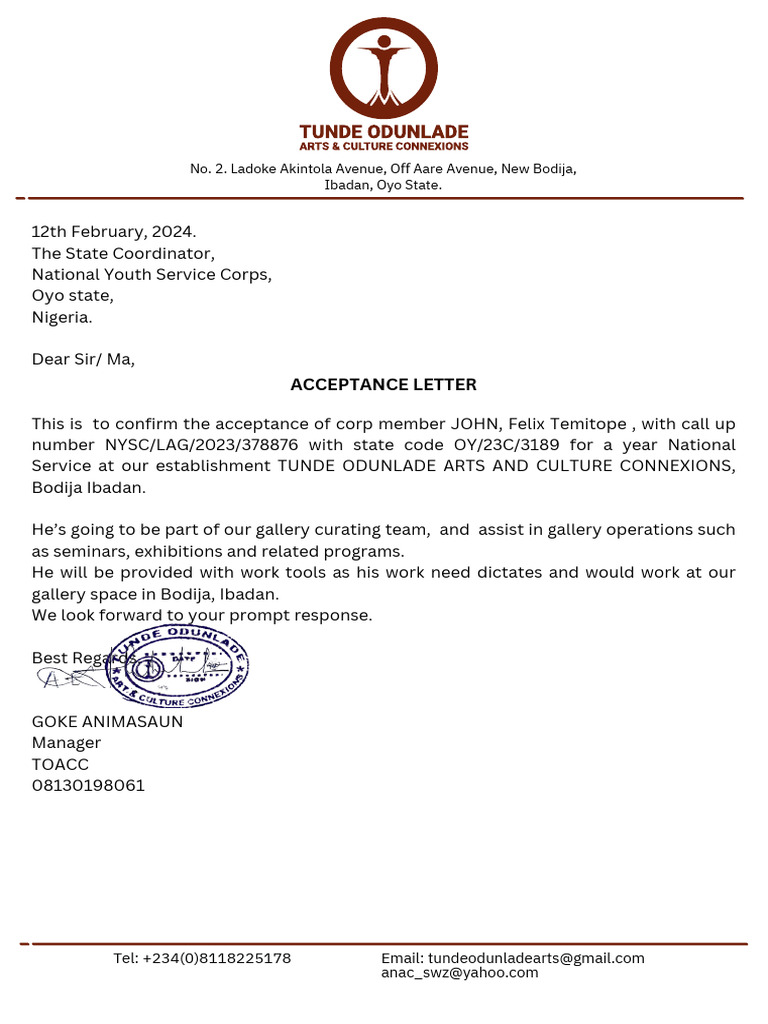 Corpers Request Letter | PDF