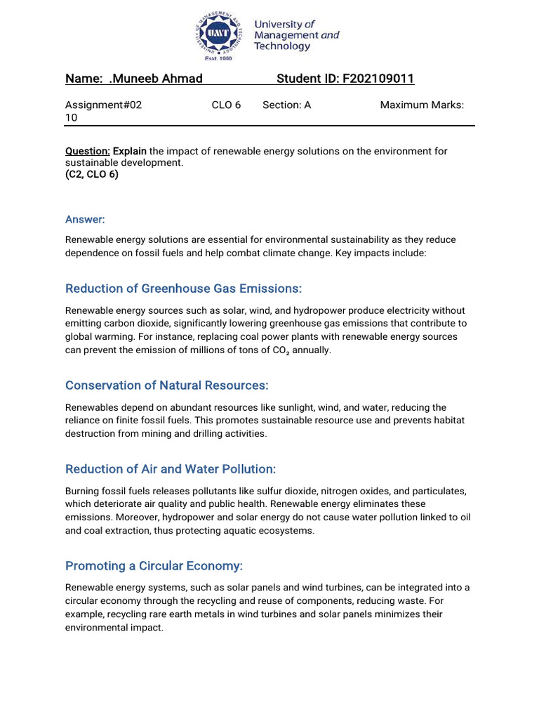 Renewable Energy's Environmental Impact | PDF
