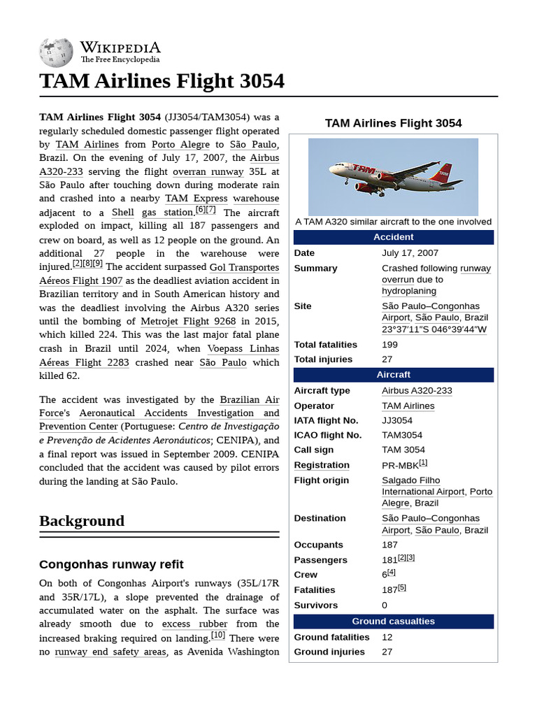 TAM Airlines Flight 3054 | PDF | Aviation