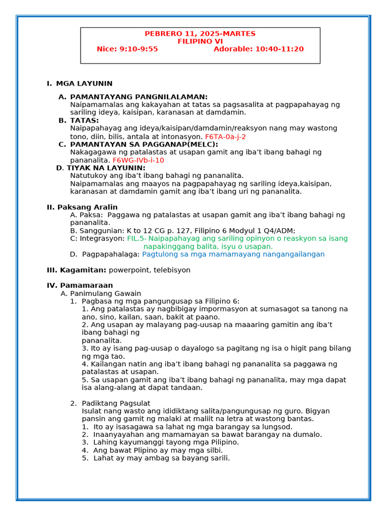 FIL.6-Q4-wk.1 Day1 | PDF