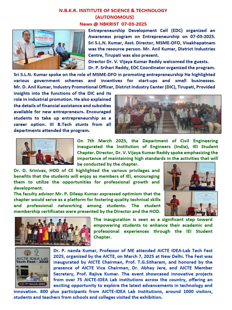 News NBKRIST 07-03-2025 | PDF | Entrepreneurship | Economies