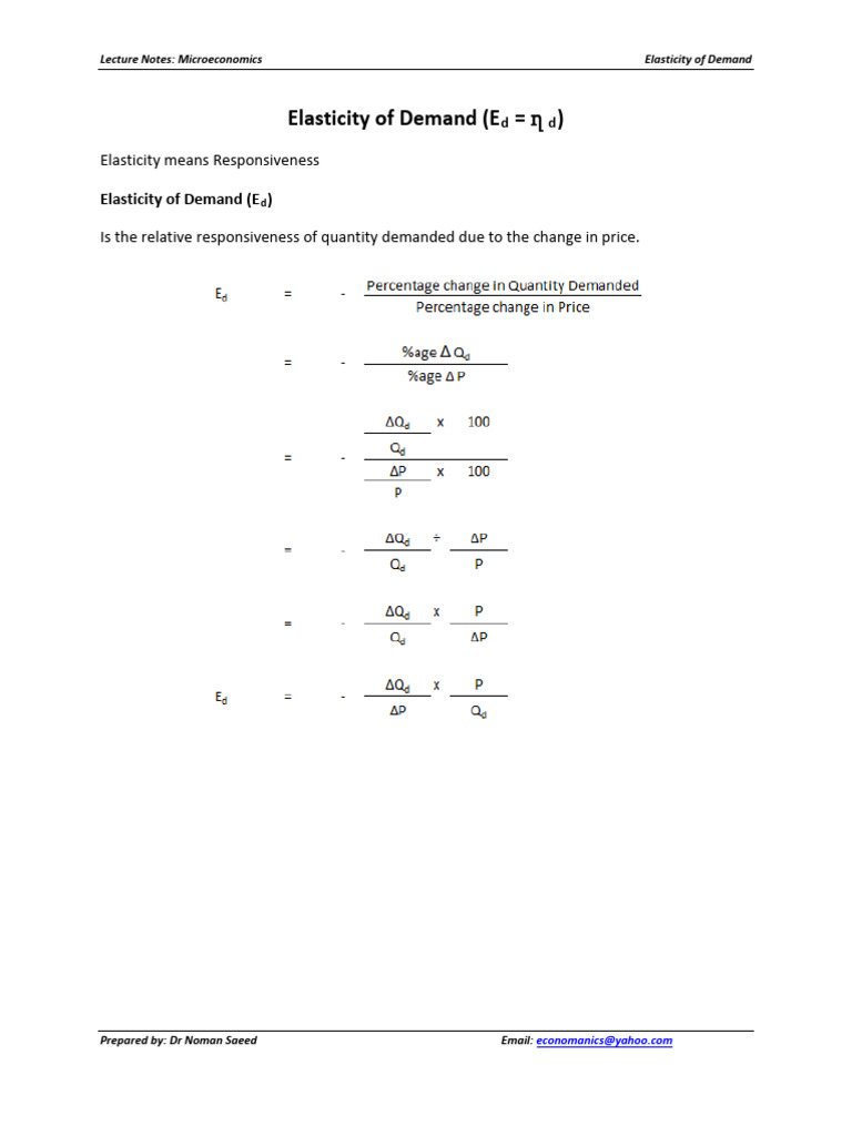 Lecture 7 - Elasticity of Demand | PDF | Demand | Elasticity (Economics)