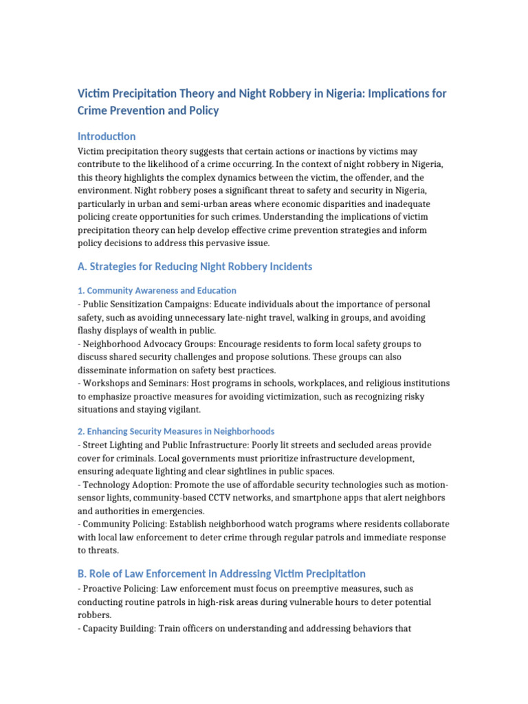 Victim Precipitation Theory Nigeria | PDF | Crimes | Crime & Violence