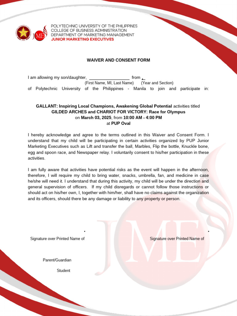 GALLANT Waiver and Consent Form | PDF