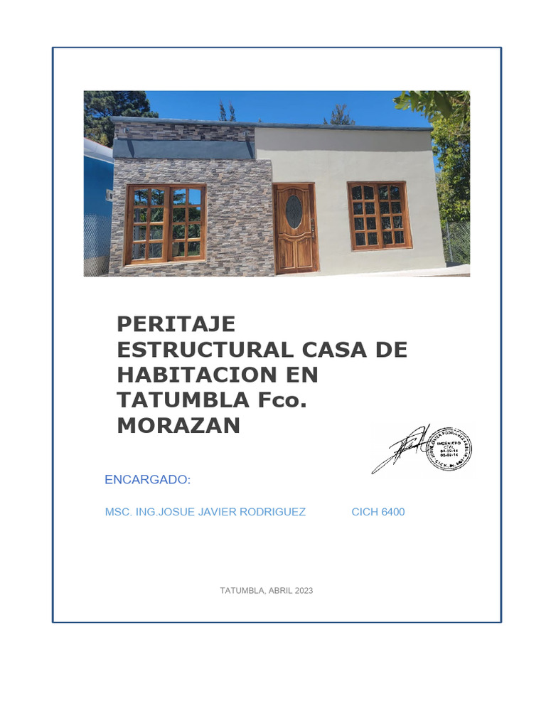 Peritaje Estructural Casa Tatumbla | PDF