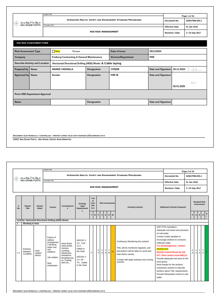 HSE Risk Assessment - HDD Works | PDF | Personal Protective Equipment ...