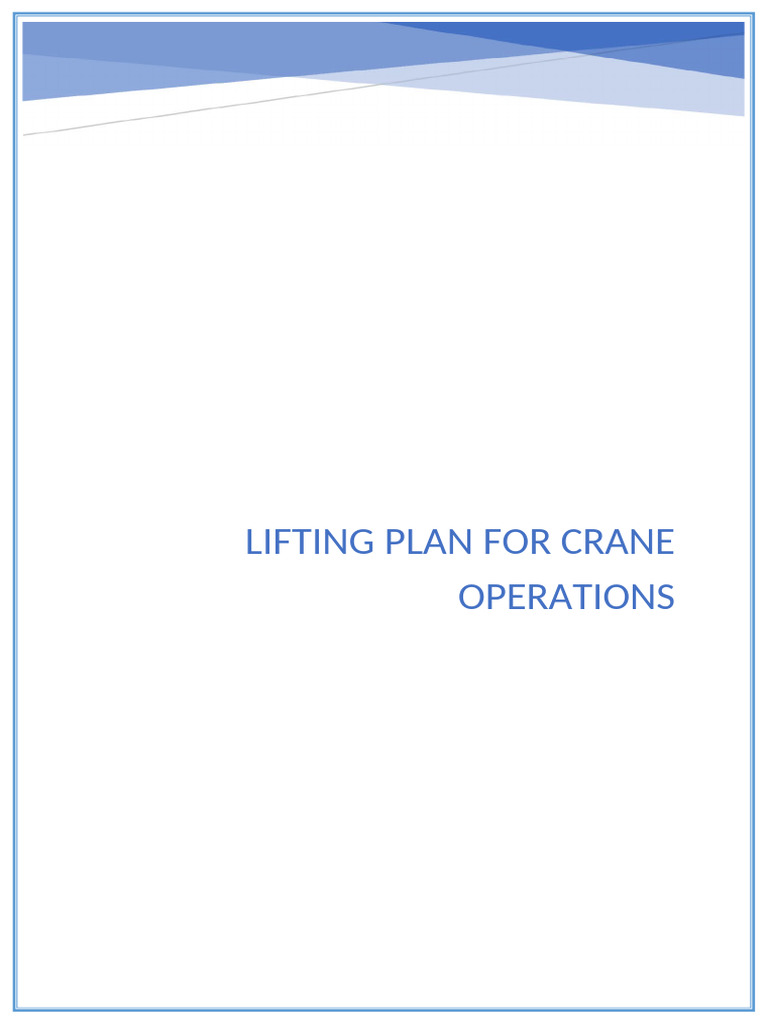 Lifting Plan & Procedures For Crane Operations | PDF | Crane (Machine) | Elevator