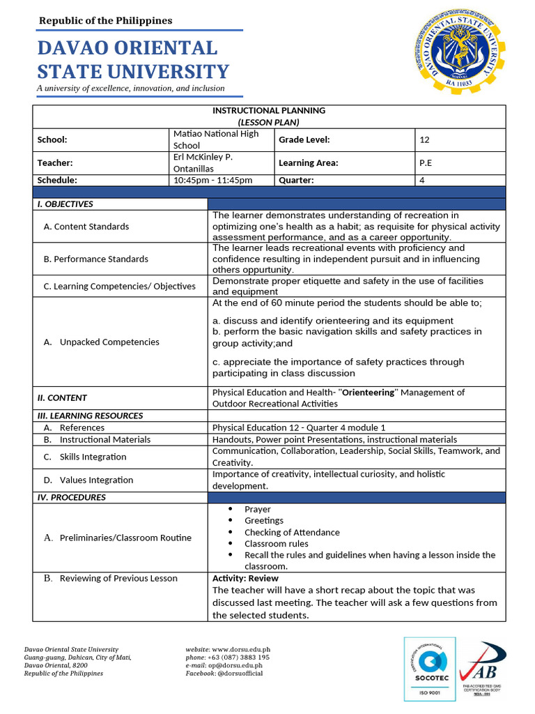 Orienteering New LP Grade 12 | PDF | Compass | Learning