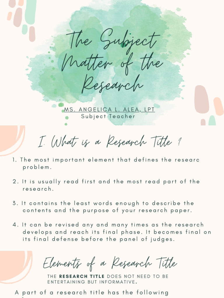 7 The Subject Matter of Research | PDF | Qualitative Research | Cognition