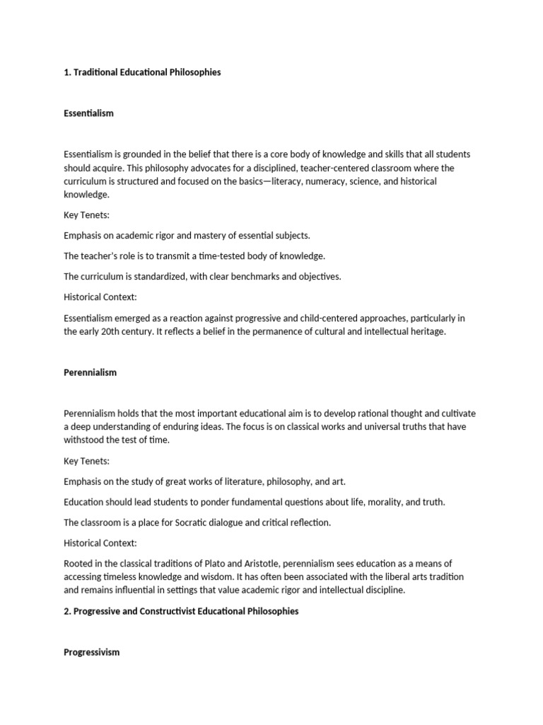 Educational Philosophies | PDF | Constructivism (Philosophy Of ...