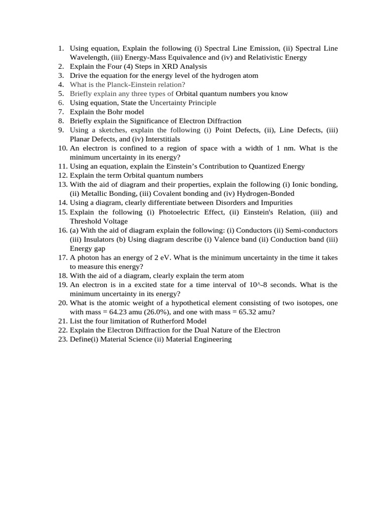 HND Study Questions Using Equation | PDF