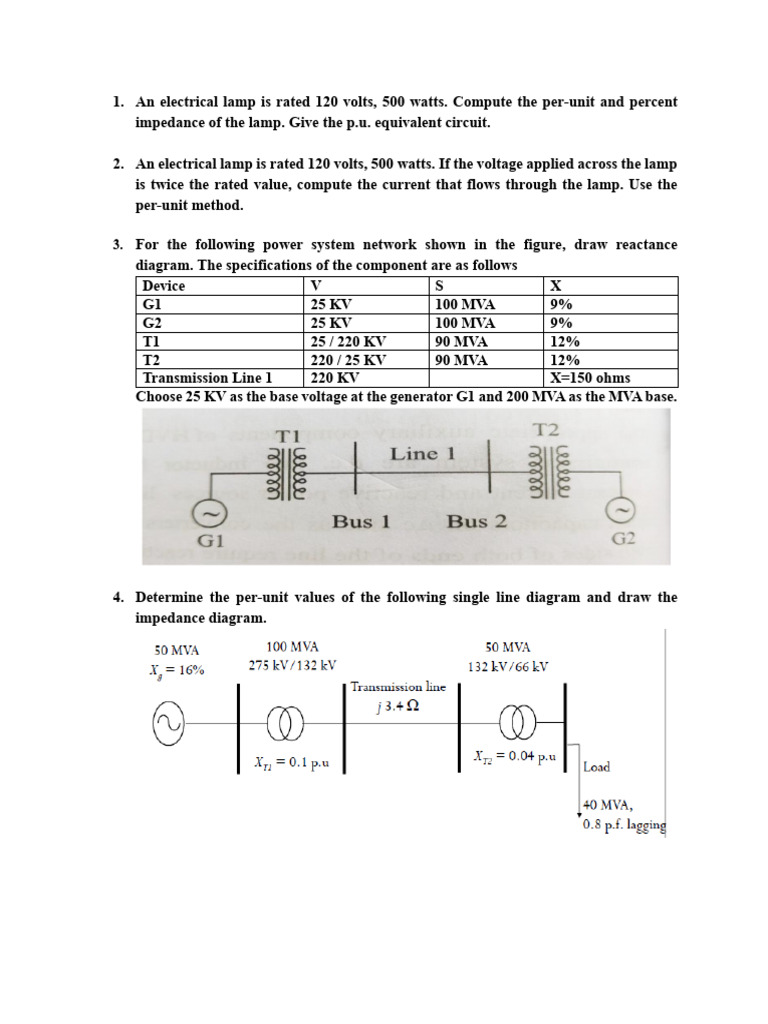 Power System Per-Unit Calculations | PDF