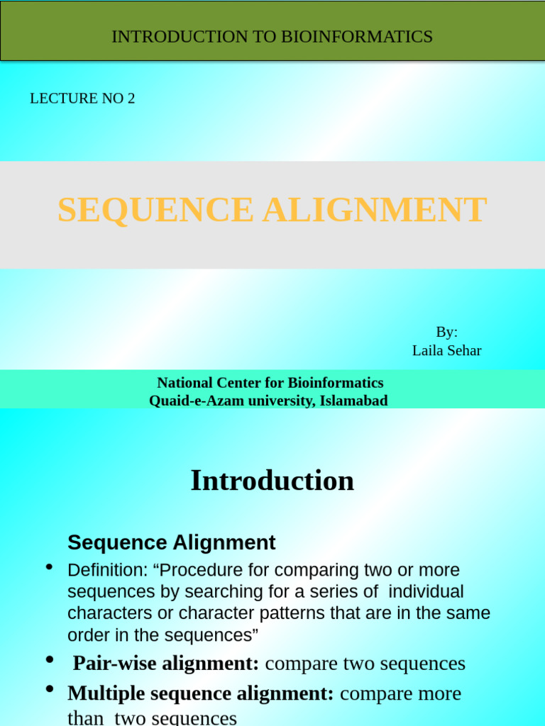 Lecture2 Sequence Alignment | PDF | Sequence Alignment | Life Sciences