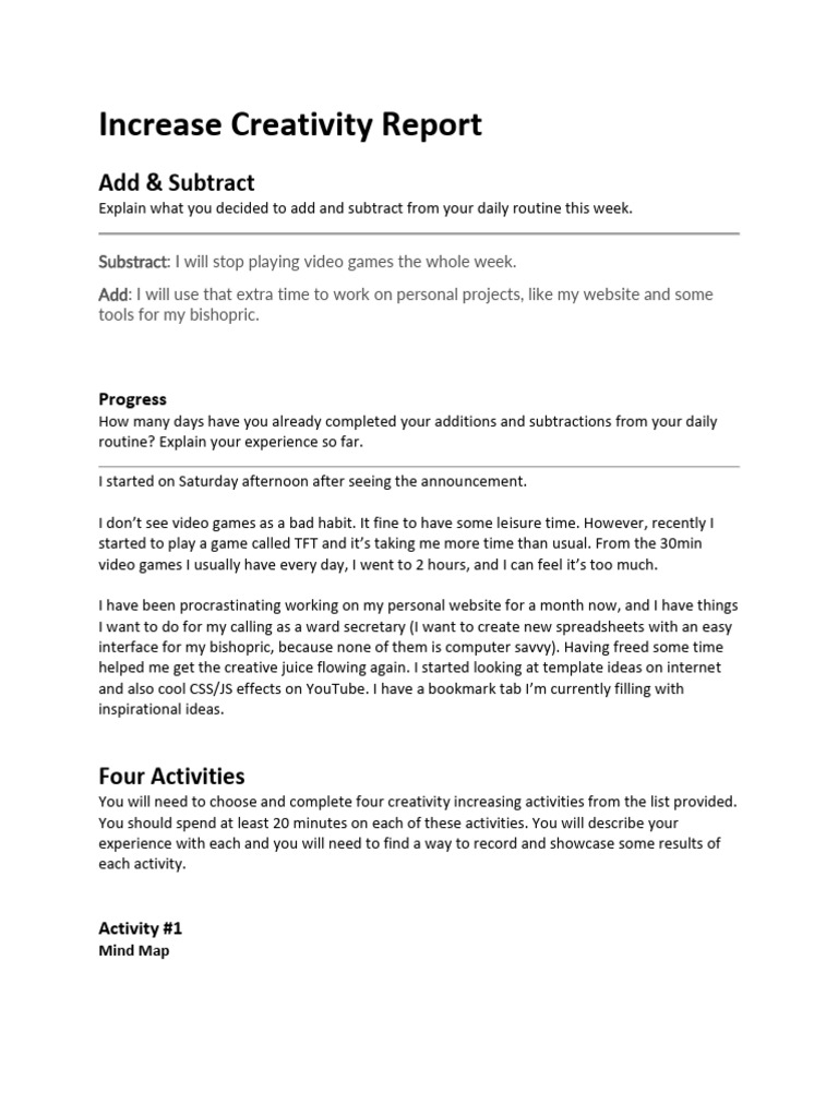 Increase Creativity Report | PDF