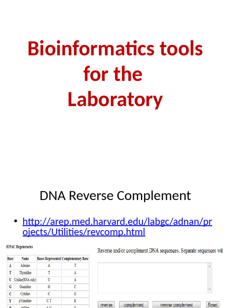 Essential Bioinformatics Tools Overview | PDF