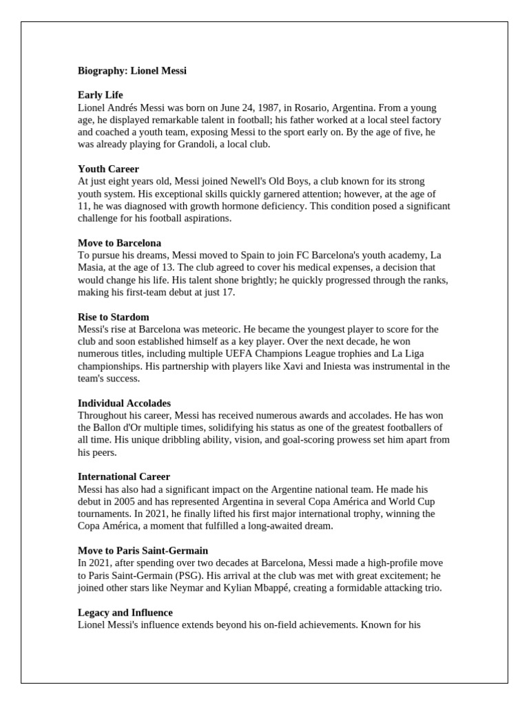 Biography-remdial | PDF | Lionel Messi | Fc Barcelona