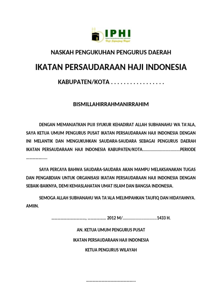 Pengukuhan Pengurus Daerah IPHI 2023 | PDF