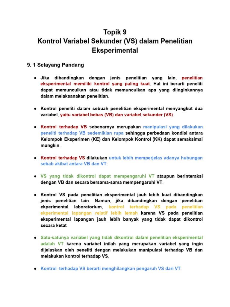 Topik 09 - Kontrol Variabel Sekunder (VS) Dalam Penelitian ...