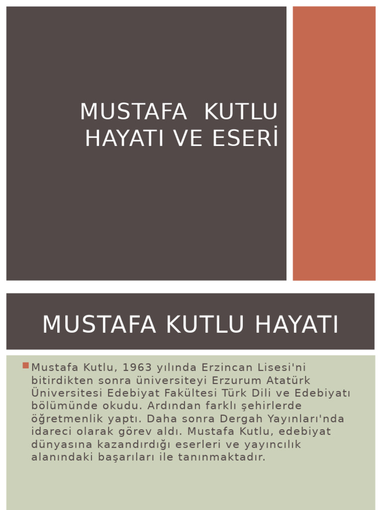 Mustafa Kutlu Hayati Ve Eseri̇ | PDF
