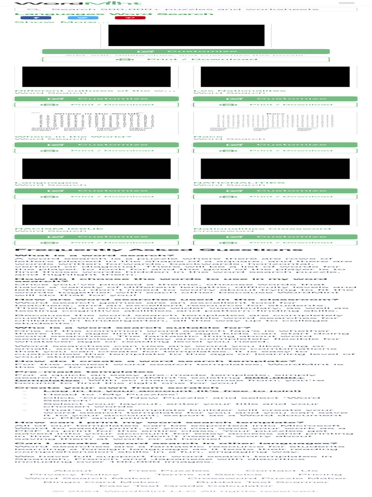 Languages Word Search - WordMint | PDF | Word Search | Linguistics