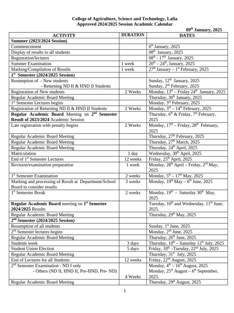 Approved Calender 2024n2025 Academic Session | PDF | Academic Term