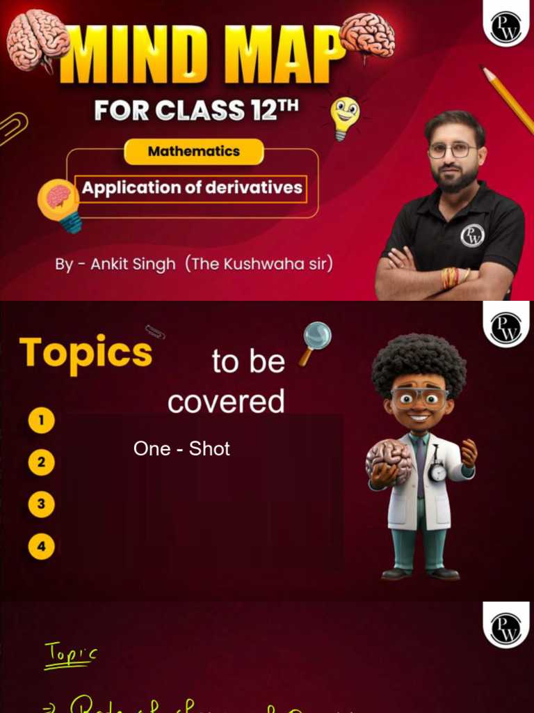 Application of Derivatives - Class Notes - Class 12th Mind Map Series | PDF