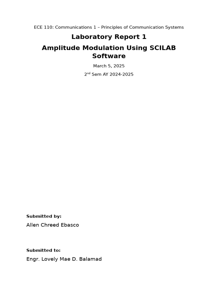 Ebasco_ECE 110 Lab 1 | PDF | Modulation | Waves