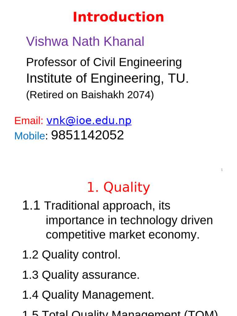 1. Quality | PDF | Quality Assurance | Quality (Business)