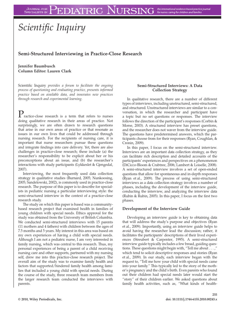 Semi Structured Interviewing in Practice - Close Research | PDF