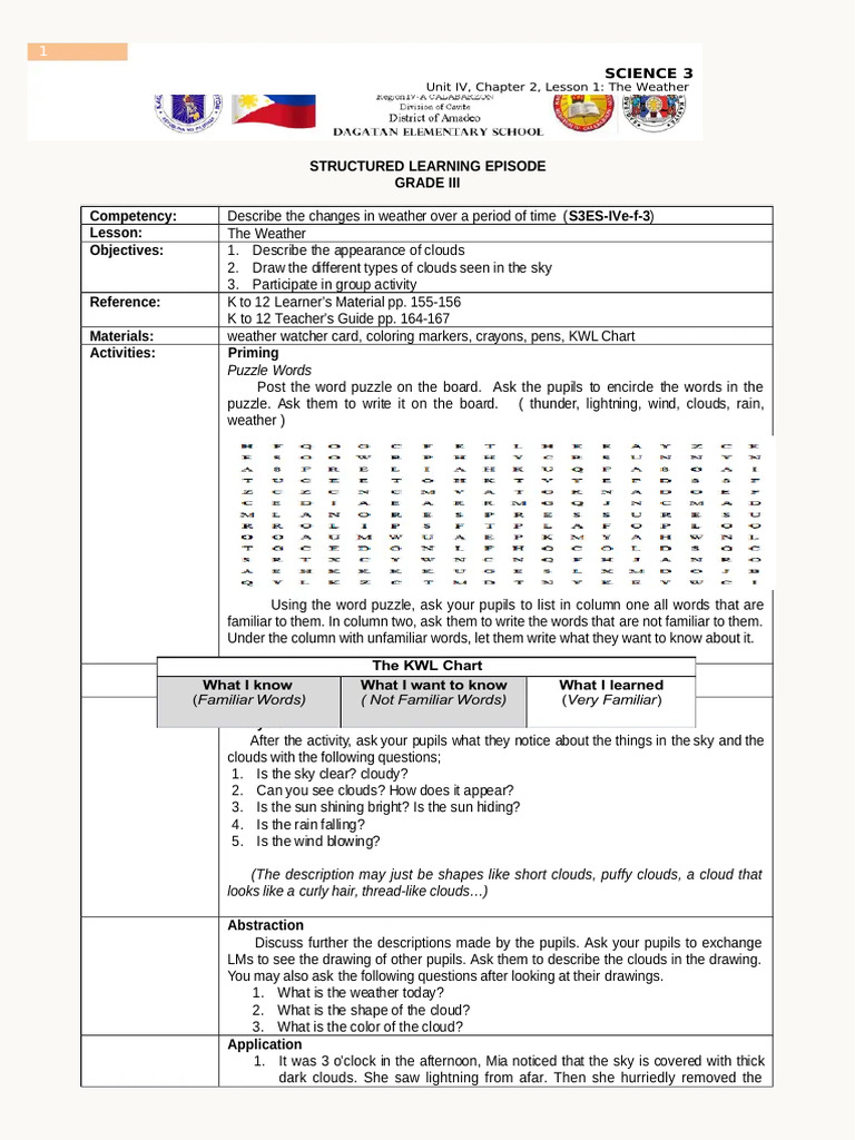 Weather Observation for Grade 3 Students | PDF | Cloud | Sky