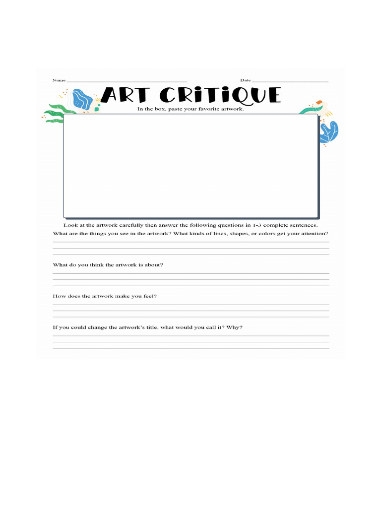 Elementary Art Critique Worksheet - 14812.jpg | PDF