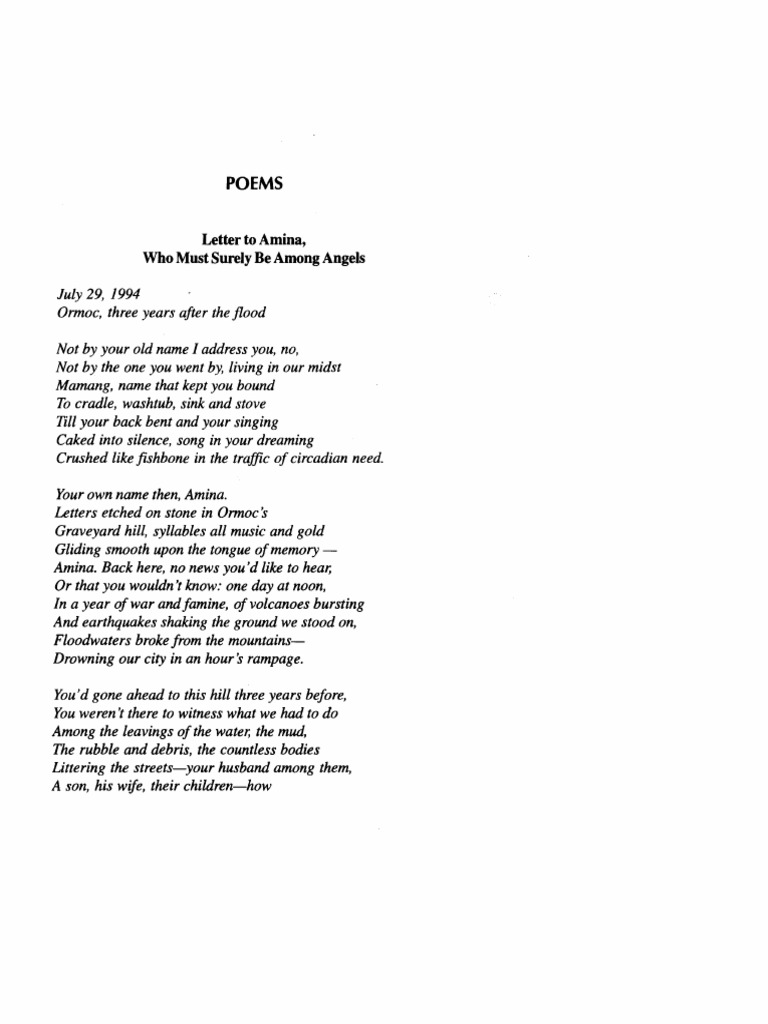 Letter To Amina Who Must Surely Be Among Angels | PDF