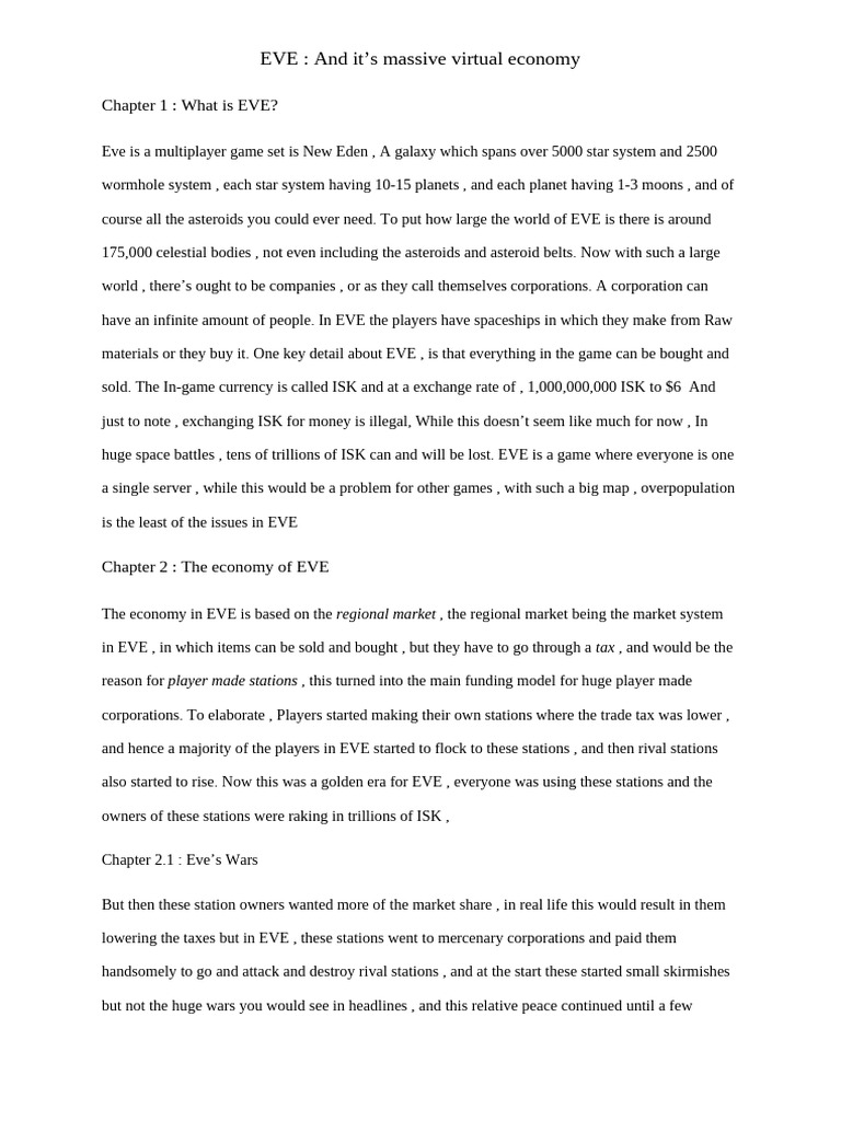 EVE Online: Exploring Its Vast Economy | PDF | Economies