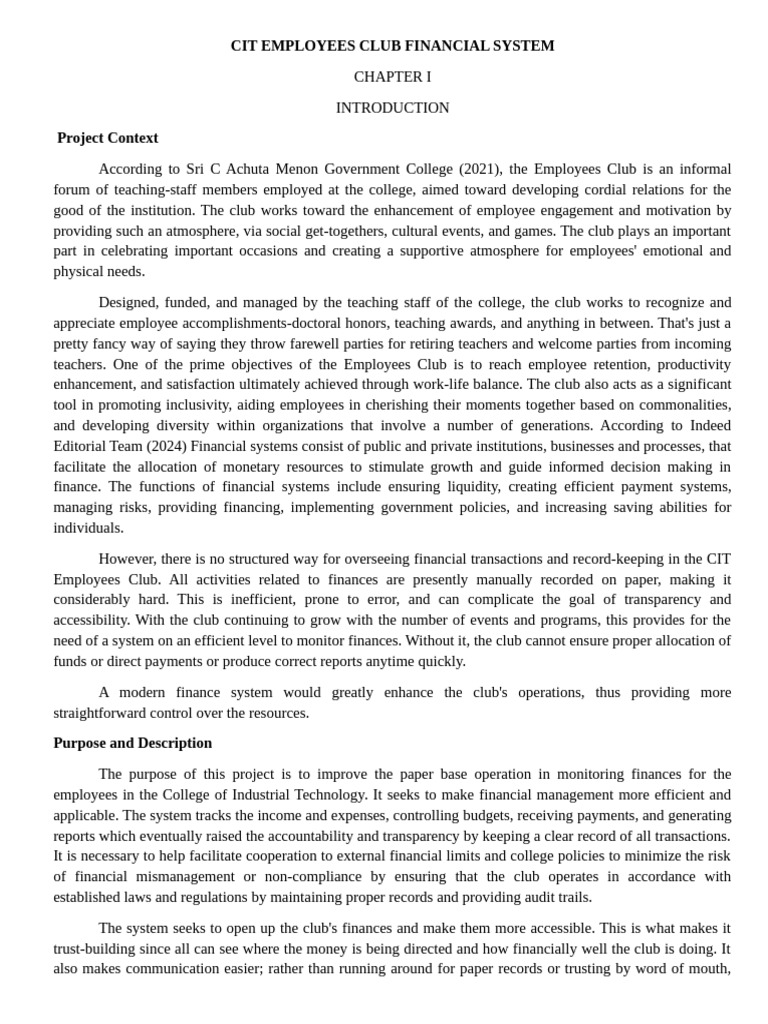 Cit Employees Club Financial System | PDF | Usability | Economies